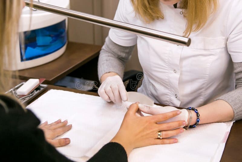 Manicure Process in Beauty Salon. Stock Photo - Image of woman ...