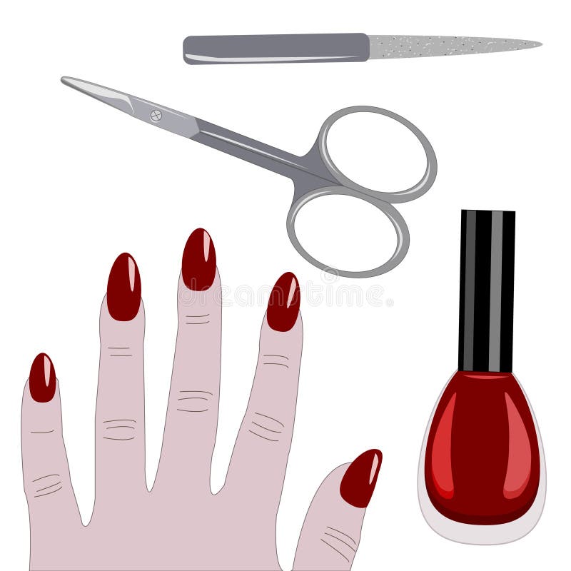 Manicure set and hand stock vector. Illustration of layer - 36576069
