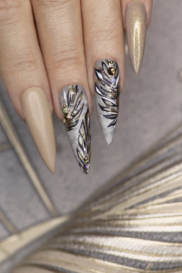 Manicure on the Sharp Shape of Nails . Stock Image - Image of nail ...