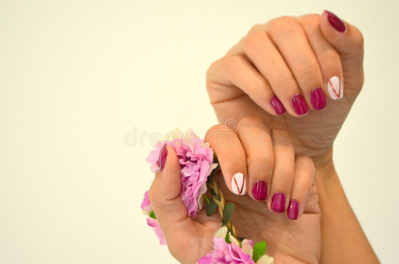 Hands with Short Manicured Nails. Stock Image - Image of female, arms ...