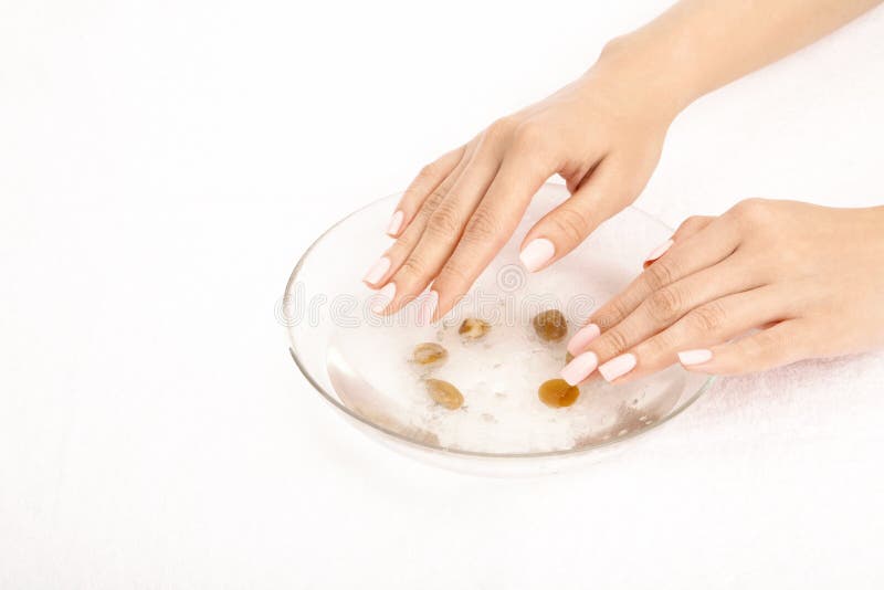 Woman Preparing Hands for Manicure Procedure Stock Photo - Image of ...