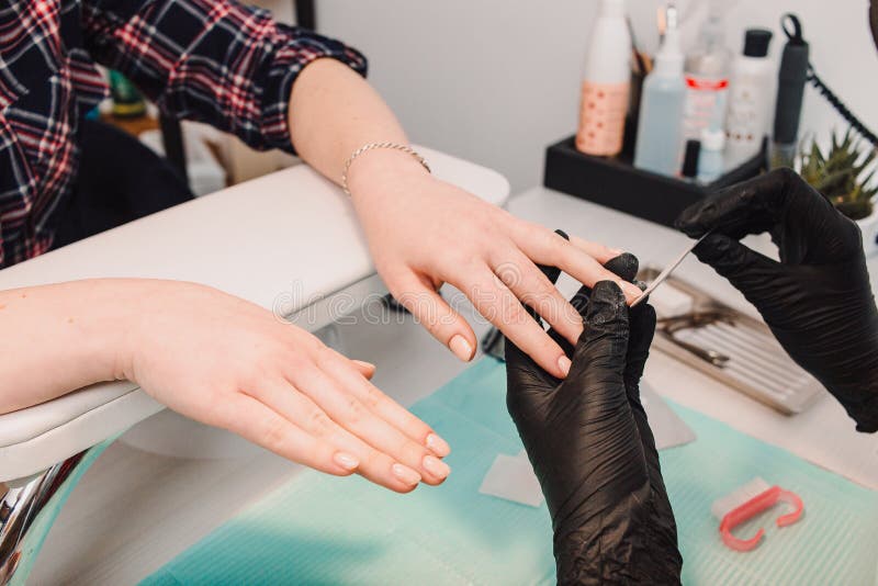 Manicurist at Work, Beaty Manicure Nails. Manicure Process Stock Image ...