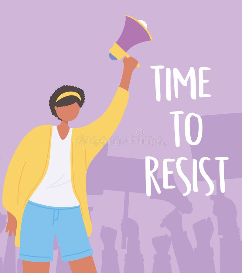 Woman Activist Protesting Raising Hands Feminist Demonstration Girl