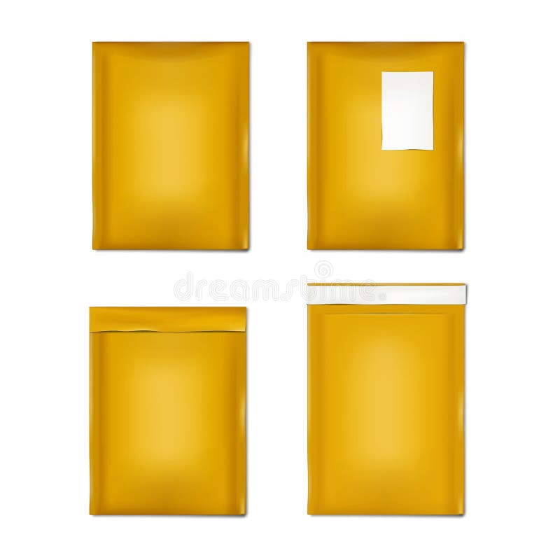 Manila Bubble Mailer. Front and Back. Realistic Mock-up. Self Seal ...