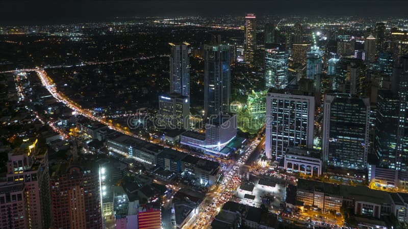 Manila City Top View Night Downtown Time Lapse Stock Video - Video of ...