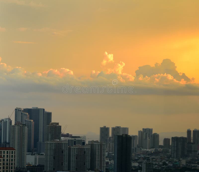Manila, Philippines Cityscape with Lovely Sunset. Stock Image - Image ...