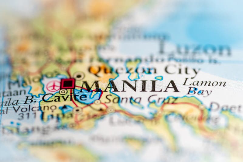 Manila, Philippines Highlighted on a World Map Stock Photo - Image of ...