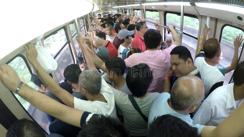 Passengers Standing, Clogged in Light Railway Transit LRT Stock Video ...