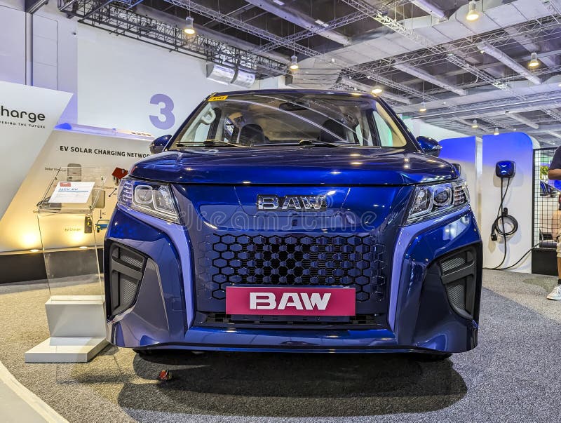 Manila, Philippines a BAW MPV Passenger EV on Display at an Expo ...