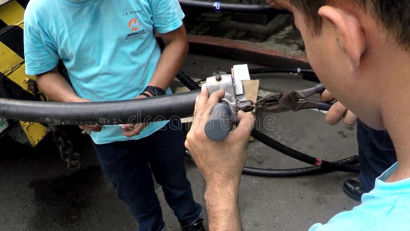 Huge Electrical Cable Splicing and Crimping Stock Video - Video of high ...