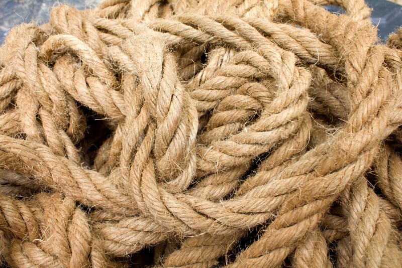 Old Manila Rope Wrapped Neat And Tight Around Pole Stock Photo - Image ...