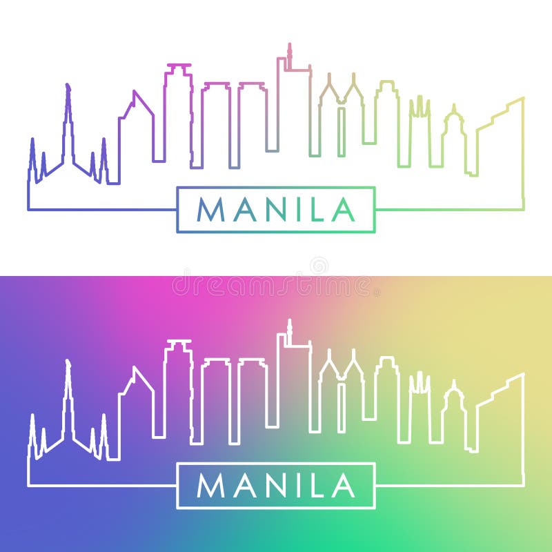 Manila skyline neon stock vector. Illustration of metropolis - 83080251
