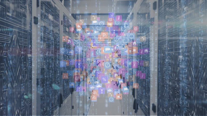 Manimation of Globe Over Servers Stock Footage - Video of digitally ...