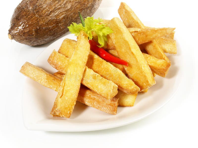 Manioc Sticks on White Background - Isolated Stock Photo - Image of ...