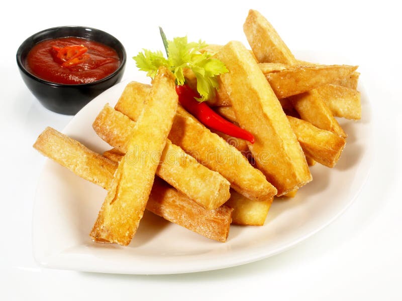 Manioc Sticks on White Background - Isolated Stock Image - Image of ...