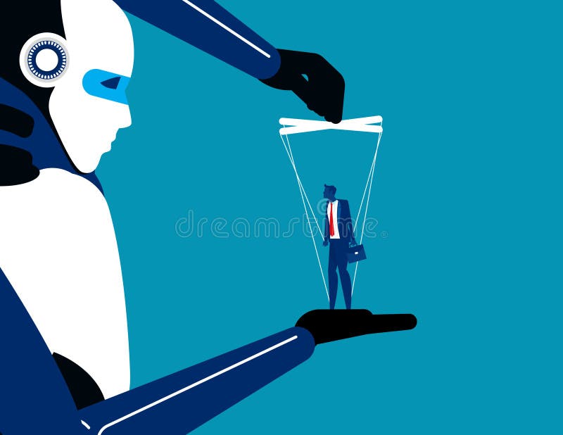 Manipulating. Robot Technology Controlling People Stock Vector ...