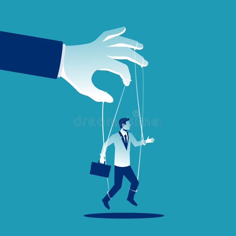 Manipulation Concept. Worker on Ropes. Abuse of Power. Vector. Stock ...