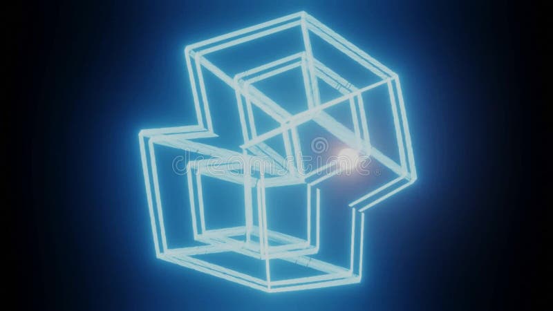 Manipulation of the Light Contours of Nested Cubes, Movement of Blue ...