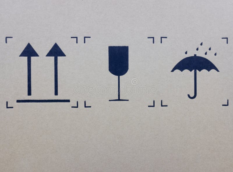 Manipulation Signs on Cardboard Boxe Stock Photo - Image of symbol ...