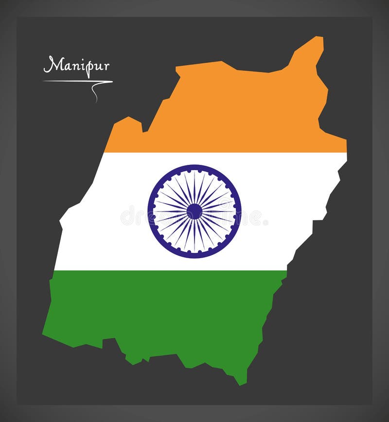 Manipur Map with Indian National Flag Illustration Stock Vector ...