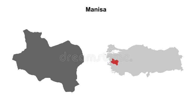 Manisa outline map stock vector. Illustration of provinces - 379016633