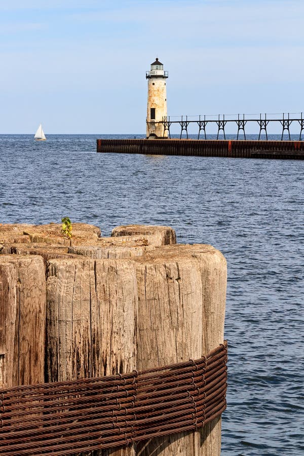 Manistee Lighthouse stock image. Image of nautical, beacon - 26136077