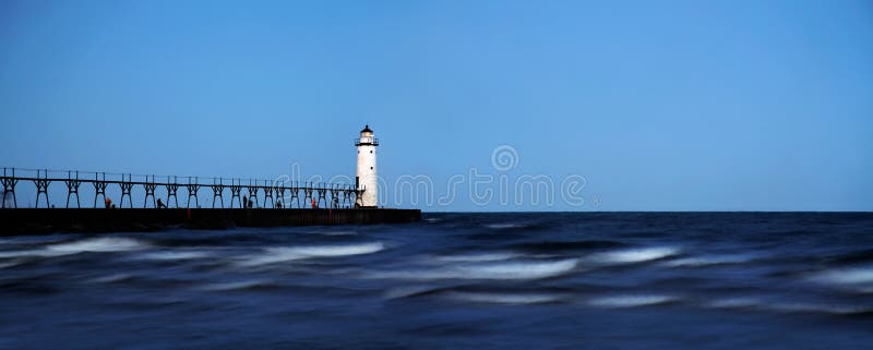 Manistee North Pierhead Lighthouse Stock Image - Image of fishermen ...
