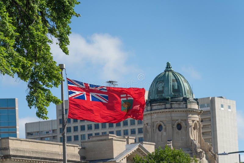 Manitoba Provincial Flags at Full Mast Stock Image - Image of urban ...