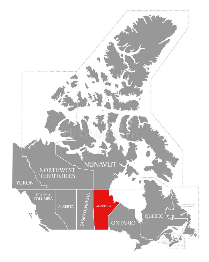 Manitoba Red Highlighted in Map of Canada Stock Illustration ...