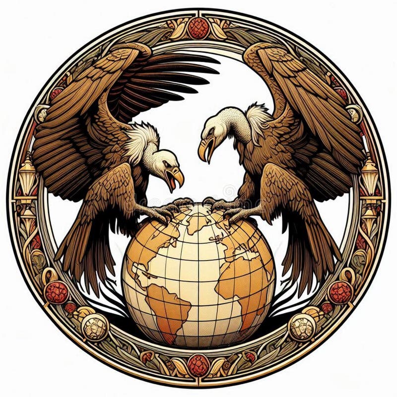 Dying Earth Surrounded by Vultures Stock Illustration - Illustration of ...