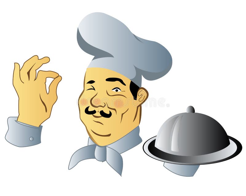 Manlig kock i likformig vektor illustrationer. Illustration av lunch ...