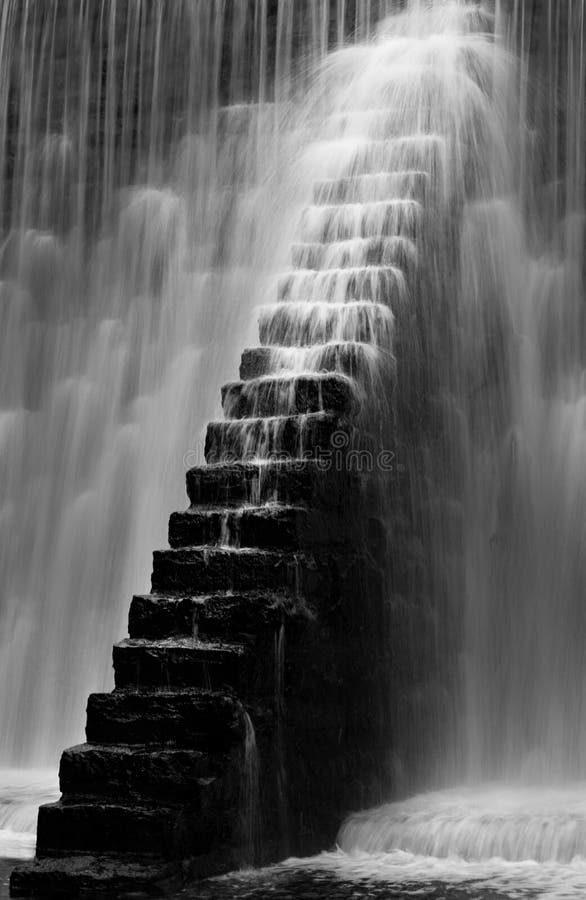 Artificial Cascading Waterfall Stock Photo - Image of cascade, black ...