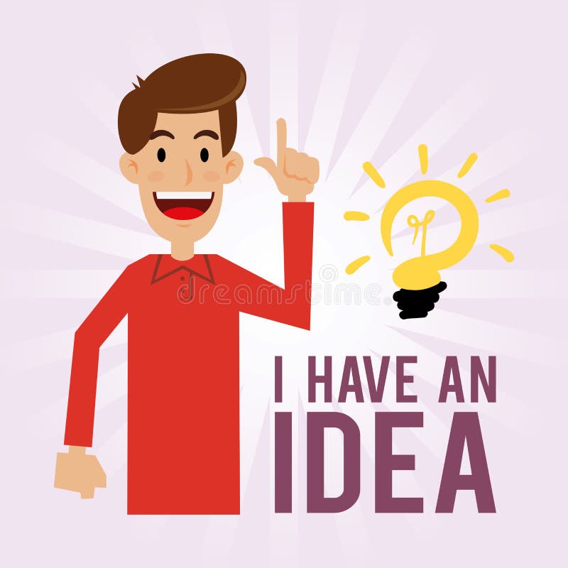 Mann, der eine Idee hat vektor abbildung. Illustration von anheben ...