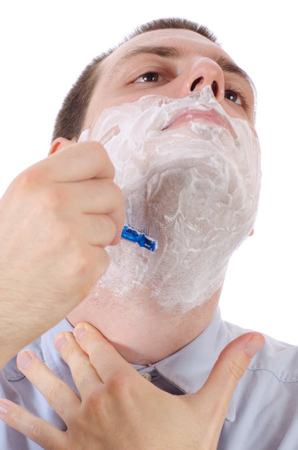 Mann, der Stutzen rasiert stockfoto. Bild von schaumgummi - 17619856