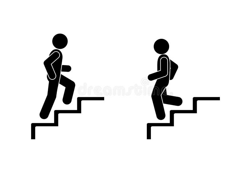 Mann Geht Auf Und Ab Die Treppe, Stockzahl Piktogramme Leute ... Mann Geht Auf Und Ab Die Treppe, Stockzahl Piktogramme Leute ...