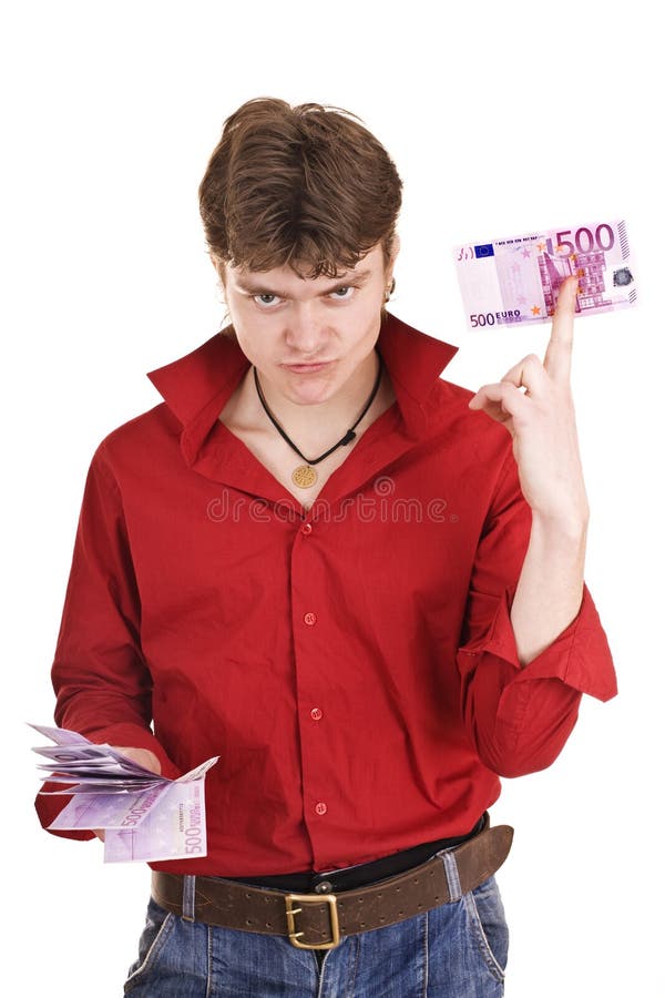 Mann im Rot mit Geld. stockfoto. Bild von menschlich - 14671122