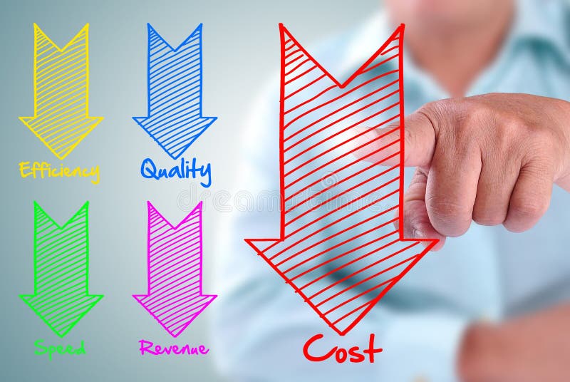 Mann Kennzeichnen Einen Defizitkostenpfeil Stockbild - Bild von ...