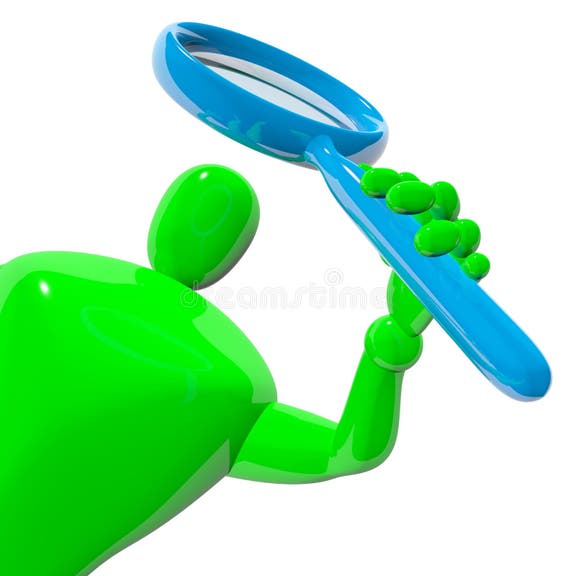 Mann mit blauer Lupe stock abbildung. Illustration von nachrichten ...