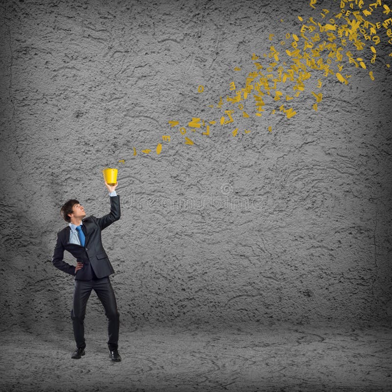 Mann mit Eimer stockbild. Bild von darstellung, welle - 48112995