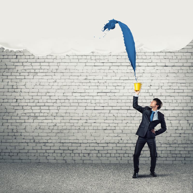 Mann mit Eimer stockbild. Bild von lack, fliege, auslegung - 48169701