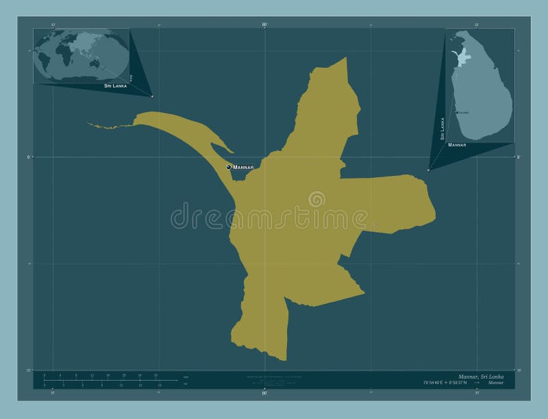 Mannar, Sri Lanka. Solid. Labelled Points of Cities Stock Illustration ...