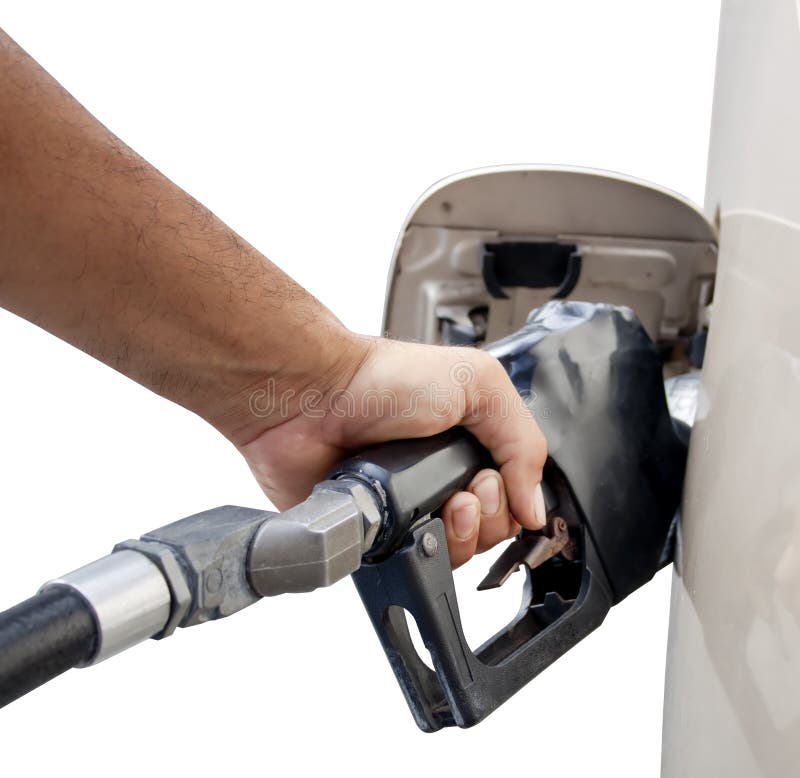 Mannelijke Hand Die Benzine Pompt Stock Afbeelding - Image of brandstof ...