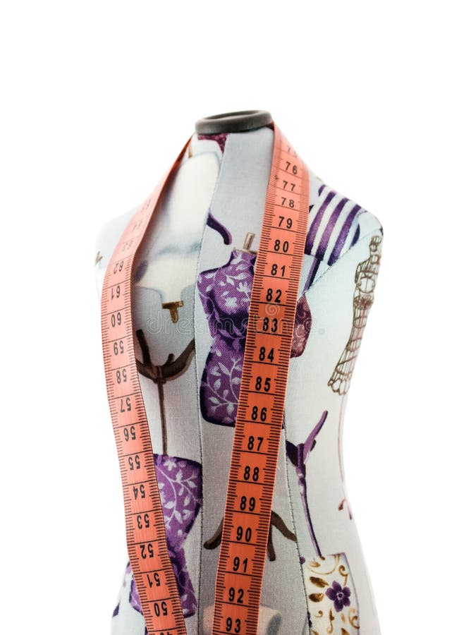 Mannequin Bust with Measuring Tape Isolated on White Background Stock ...