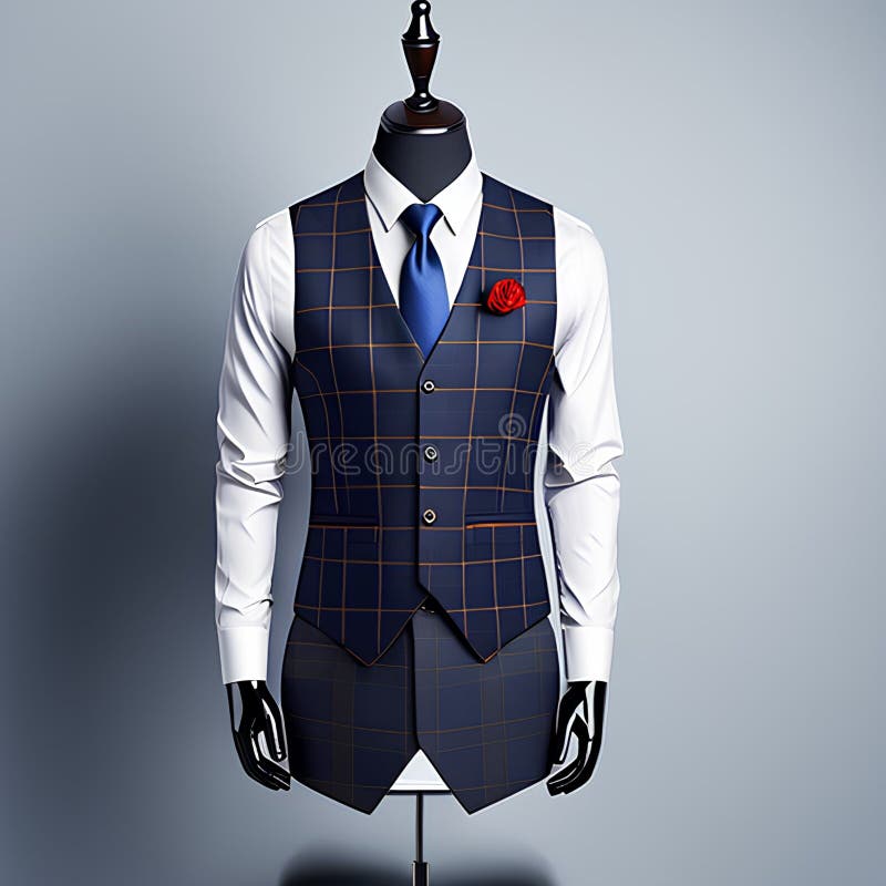 Mannequin in Checkered Suit with Tie Stock Illustration - Illustration ...