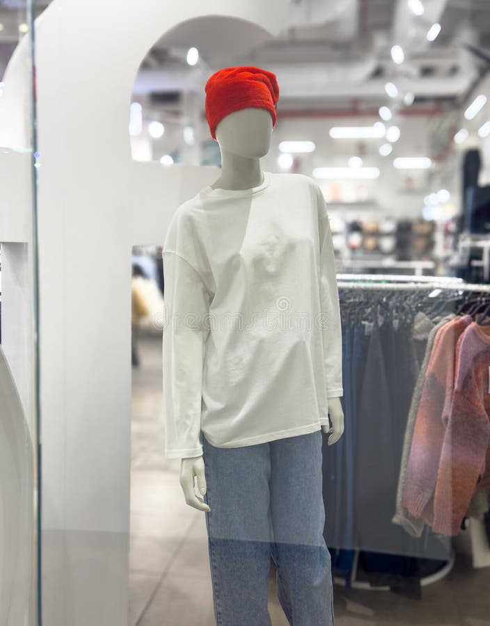 A Mannequin in a Clothing Store Window Stock Photo - Image of showcase ...