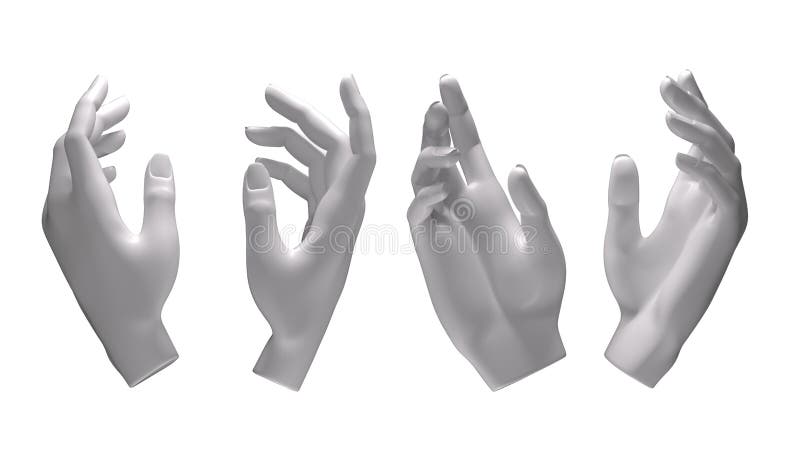 Mannequin Hand Set in Different Poses Gestures and Angles - 3d ...