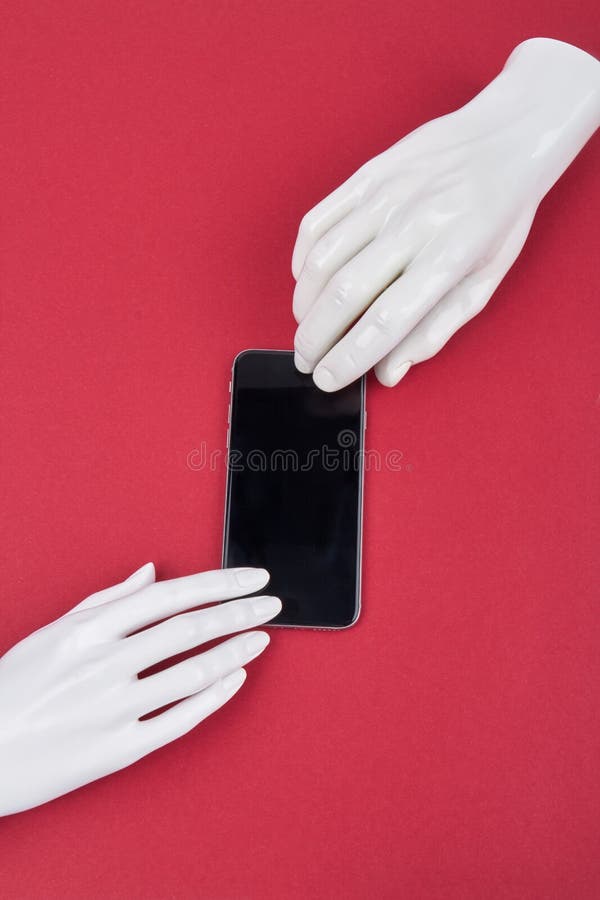 Mannequin Hands Touching Smartphone. Stock Image - Image of fingers ...