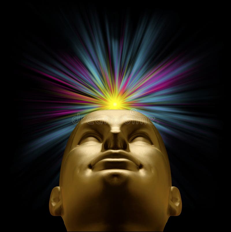 Mannequin Head with Explosion of Light Above Stock Illustration ...