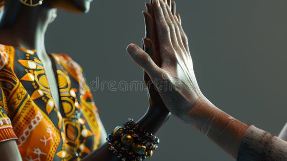 Mannequin and Human Hand in Unity Gesture, Symbol of Connection and ...