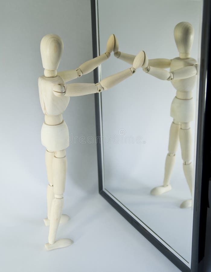 Mannequin Looking in Mirror Stock Photo - Image of inquisitive, glass ...